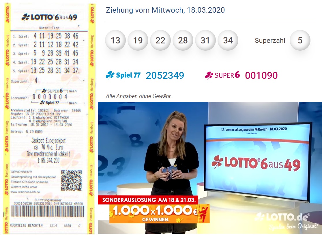 A mini interview with the winner of the German lottery Lotto 6 aus 49 ...